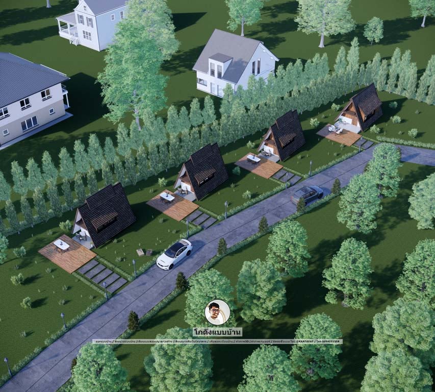 U-010-รีสอร์ท บริการเขียนแบบ แบบรีสอร์ททรงเอ ดีไซน์สุดชิค ดูฟรี