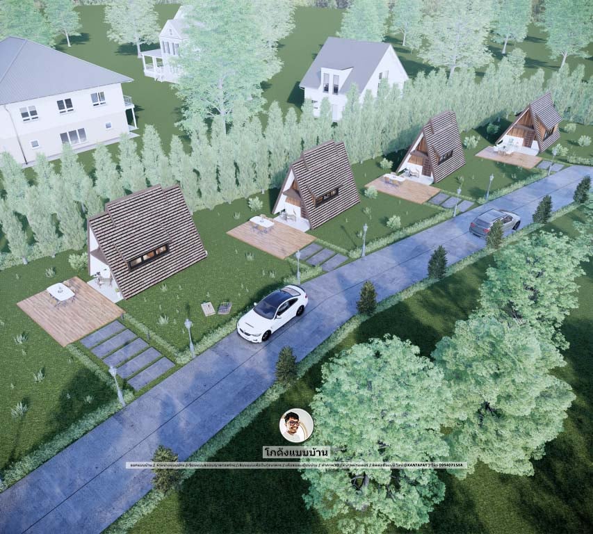 U-010-รีสอร์ท บริการเขียนแบบ แบบรีสอร์ททรงเอ ดีไซน์สุดชิค ดูฟรี