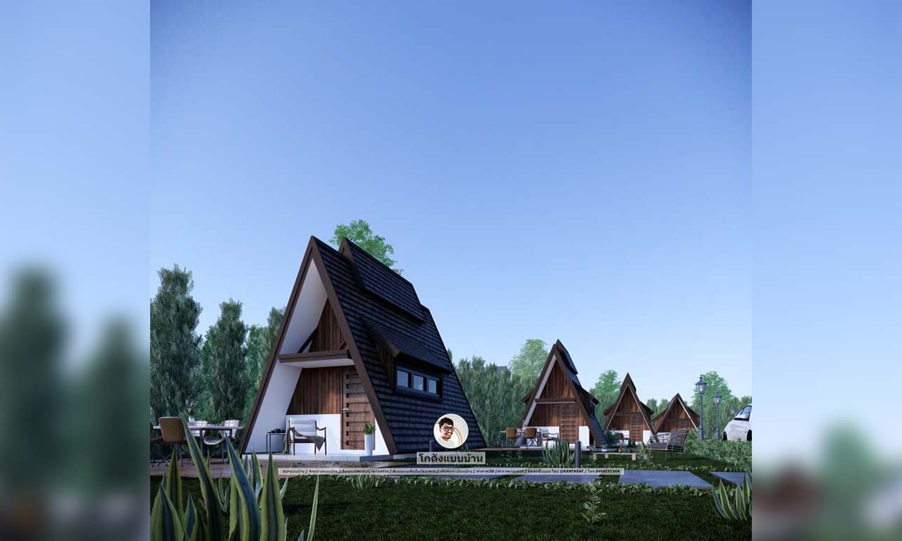 U-010-รีสอร์ท บริการเขียนแบบ แบบรีสอร์ททรงเอ ดีไซน์สุดชิค ดูฟรี