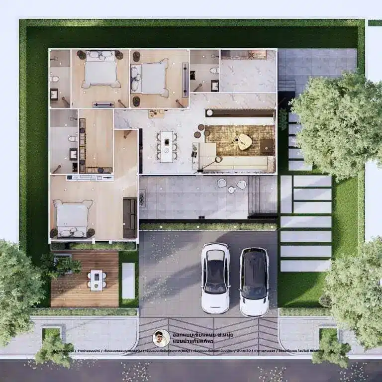 บ้านสวยชั้นเดียว-P-504 แบบบ้านราคาถูก บ้านทันสมัย บ้านคอนเทมฯ