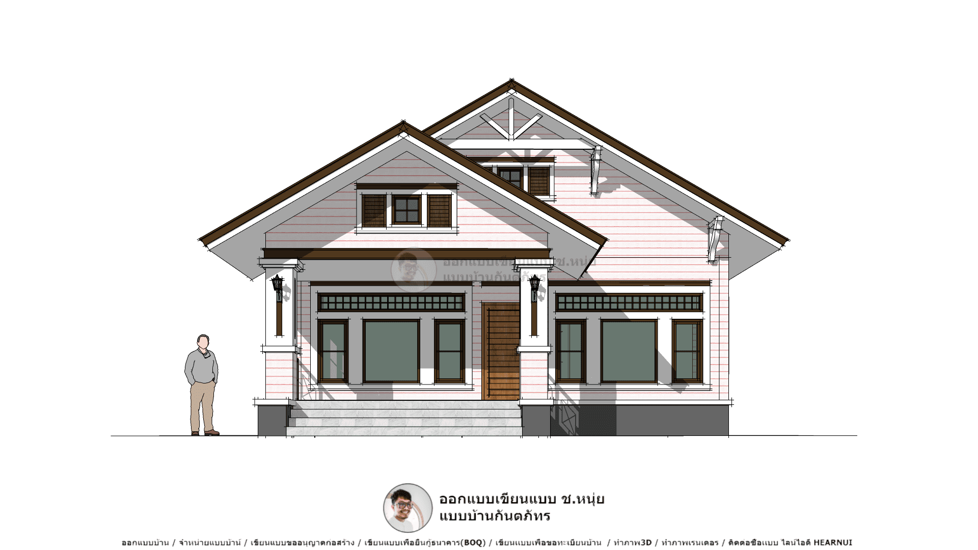 P-673-ทรงจั่วไทยคลาสสิค แบบบ้านสามมิติ แบบบ้านน่าอยู่สไตล์ไทย