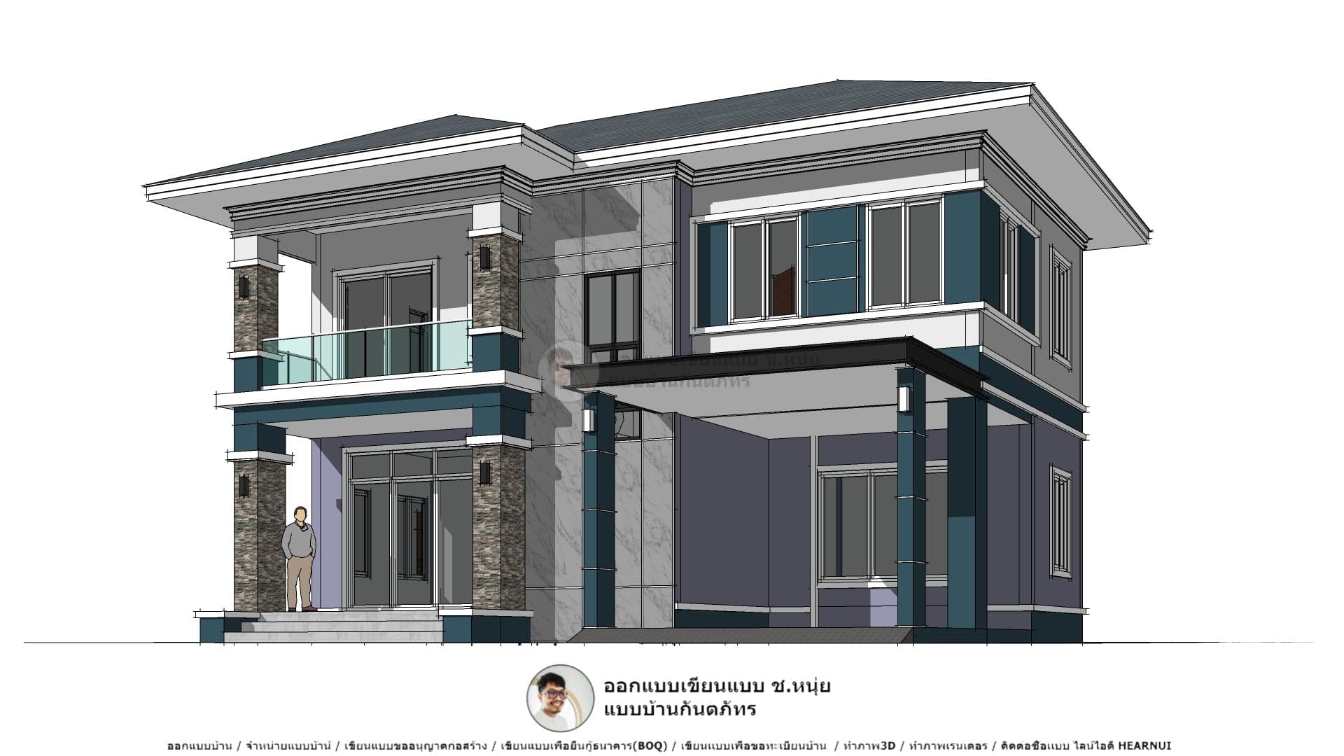 บ้านปั้นหยาโถงกว้าง-P-889 แบบบ้านสองชั้น Two Storeyhouse