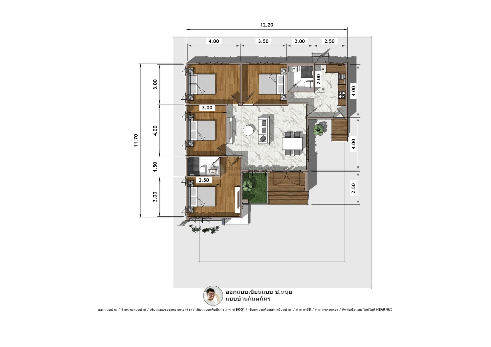 บ้านปั้นหยา-P-1178 ชั้นเดียวคอนเทมโพรารี่ 4 ห้องนอน