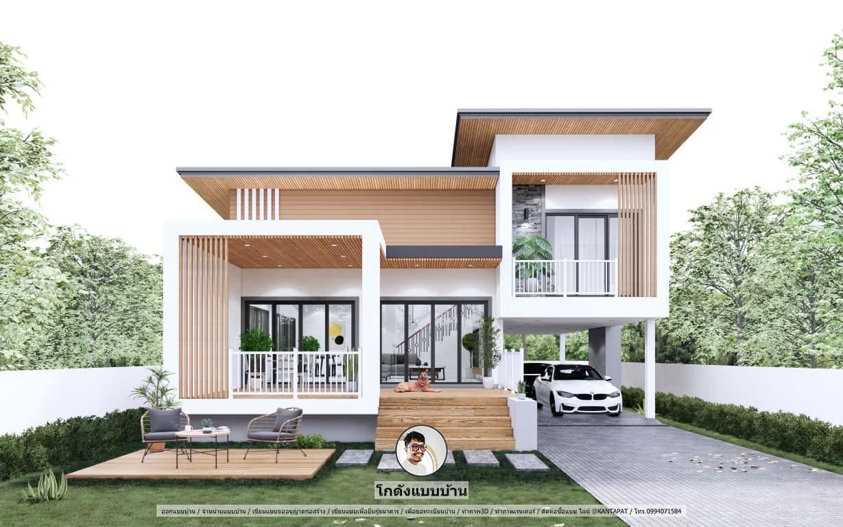 P-1194 บ้านชั้นครึ่ง ทรงโมเดิร์น สไตล์อบอุ่น 3 ห้องนอน 2 ห้องน้ำ