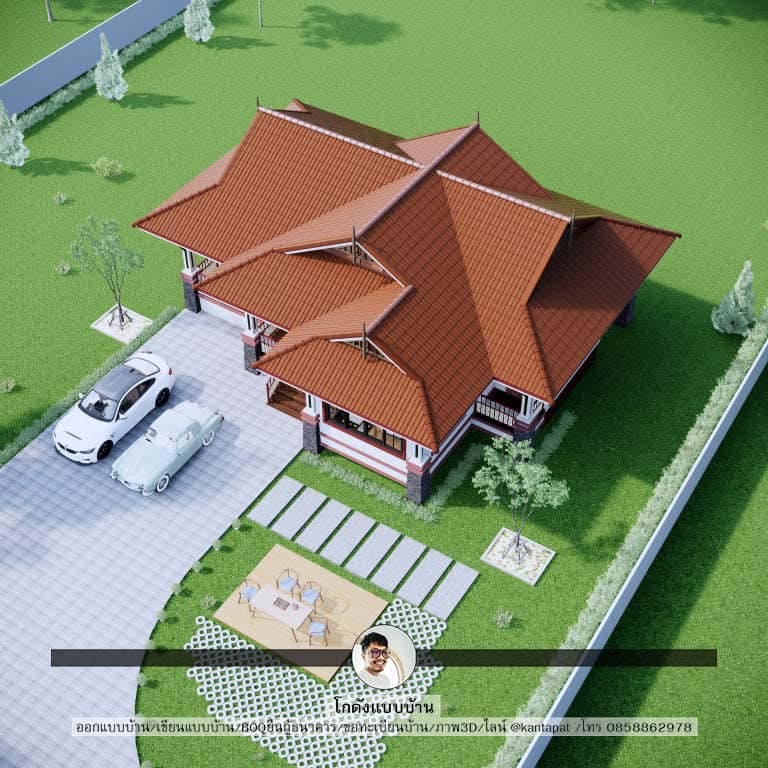 แบบบ้านมะนิลา-P-754 แบบบ้านทรงไทย บ้านชั้นเดียวยกพื้นสูง