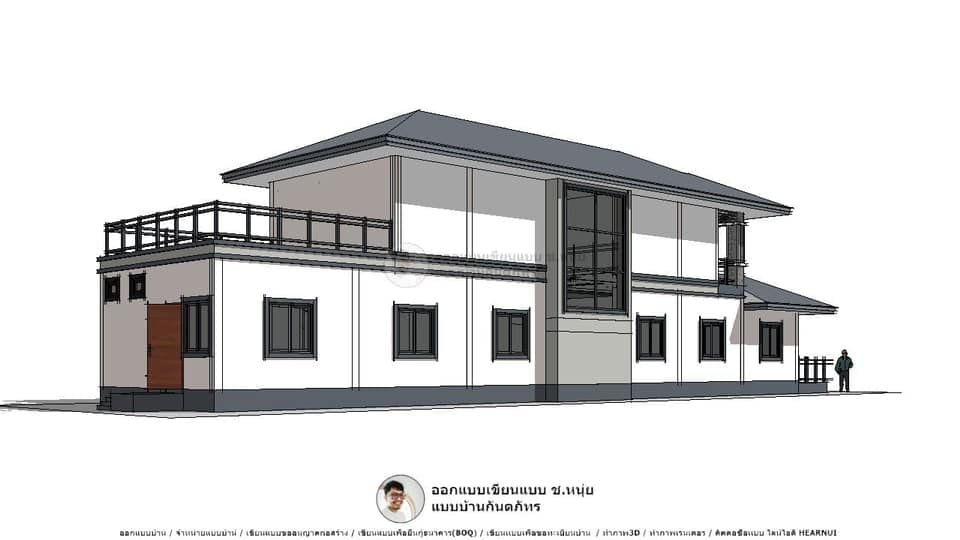 แบบบ้านปั้นหยา-P-490 แบบบ้านสองชั้นสวย ๆ บริการเขียนแบบบ้าน