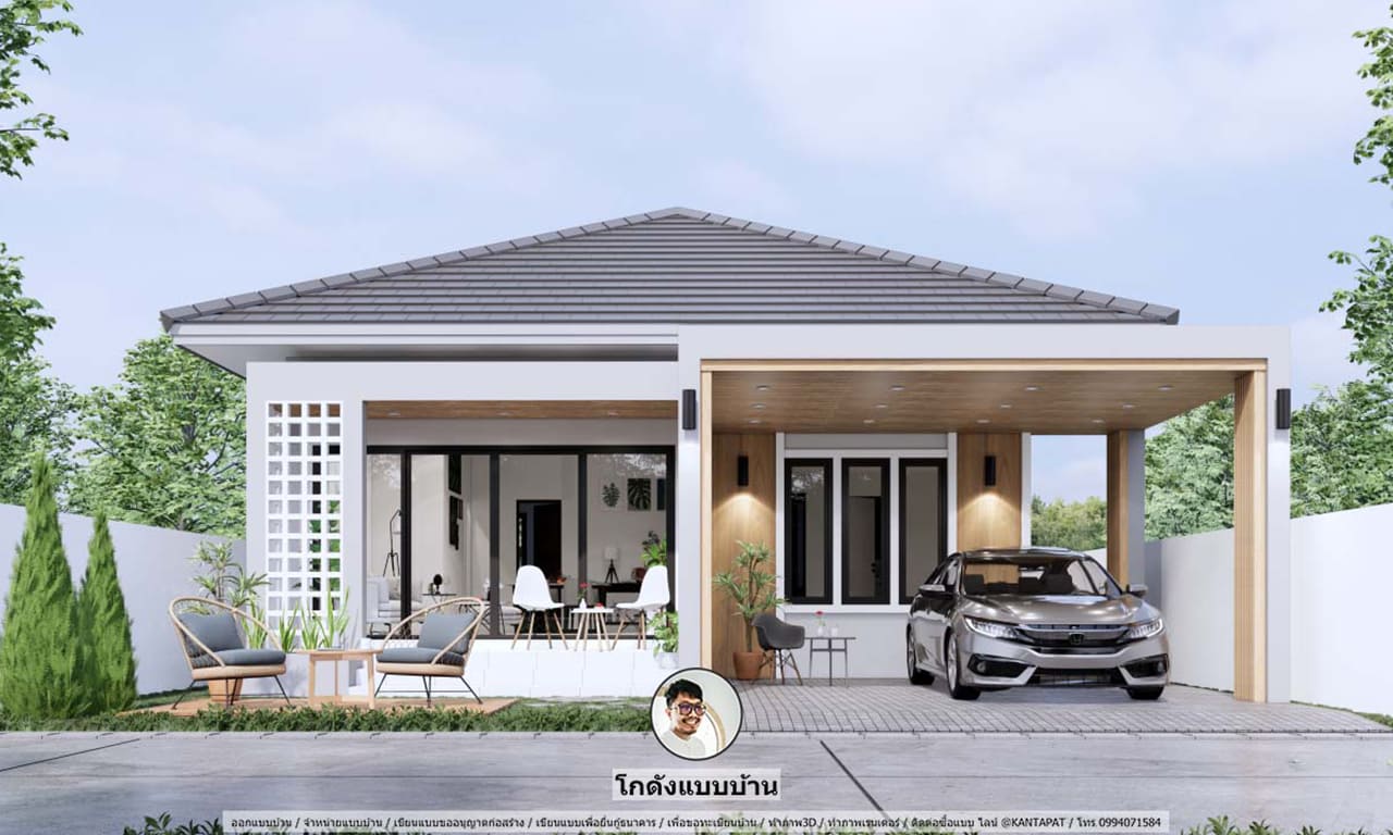 P-1163-ปั้นหยามินิมอลคอนเทม สไตล์แบบบ้าน ชั้นเดียวประยุกต์น่าอยู่