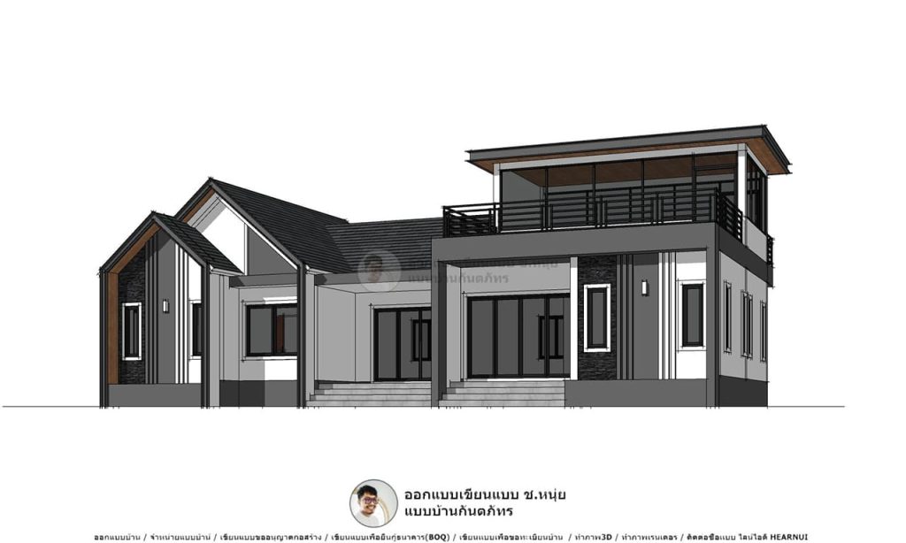 บ้านสองชั้นโมเดิร์น-P-1336 Modernstyle แบบบ้านทรงกล่อง 3 ห้องนอน