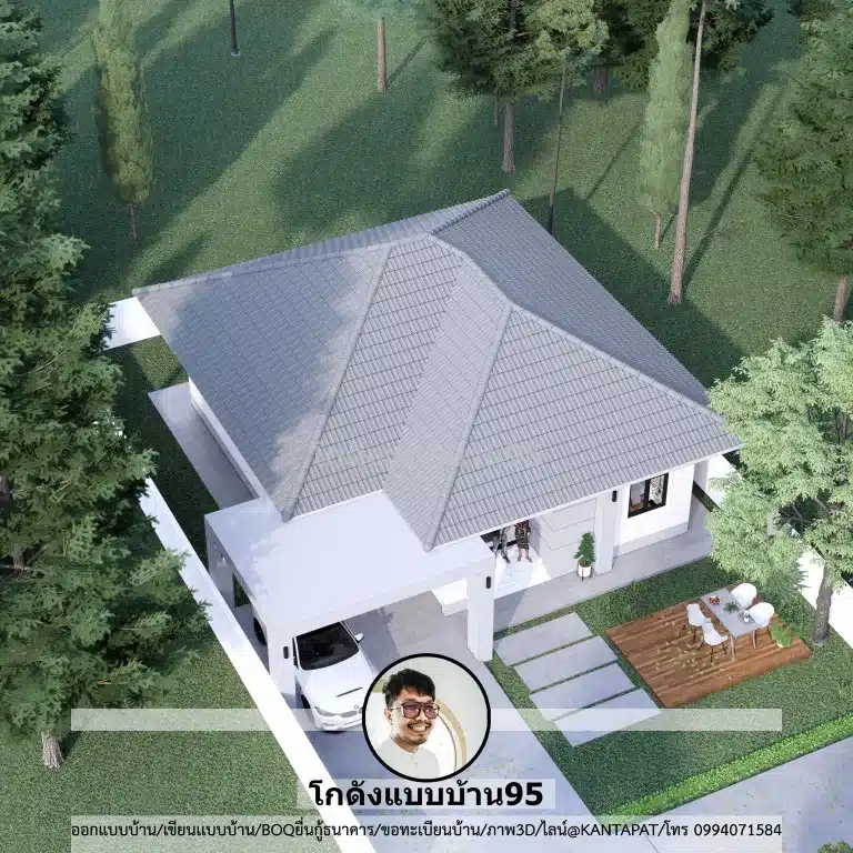 แบบบ้านปั้นหยา-S-072 บ้านเดี่ยวฟังก์ชั่นครบ พร้อมโรงจอดรถในตัว