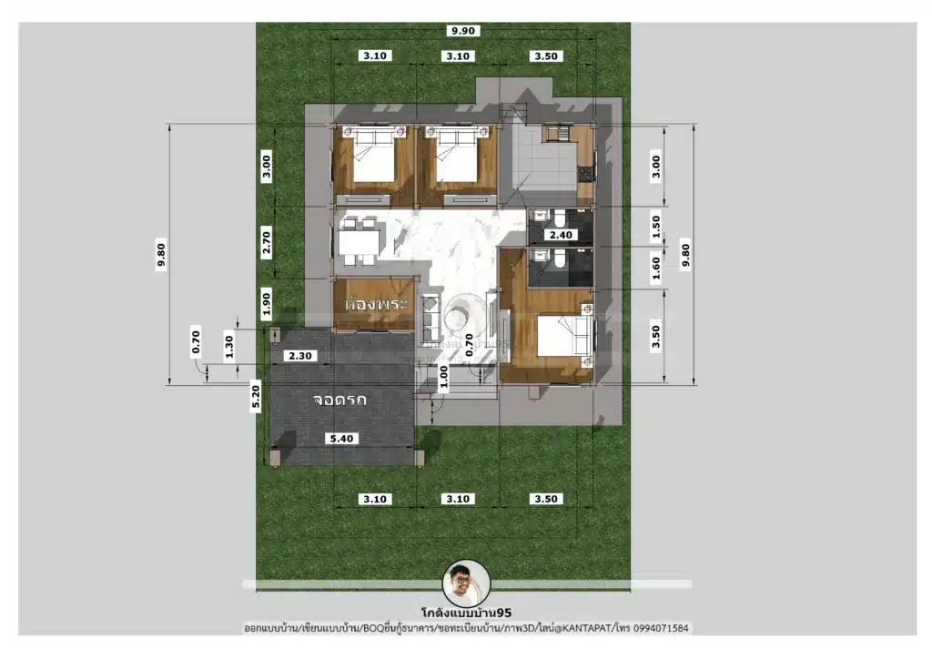 แบบบ้านปั้นหยา-S-072 บ้านเดี่ยวฟังก์ชั่นครบ พร้อมโรงจอดรถในตัว