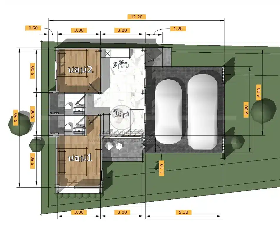 รับออกแบบสร้างบ้าน P-1724 แบบบ้านนอร์ดิก ตกแต่งสุดอบอุ่นมินิมอล