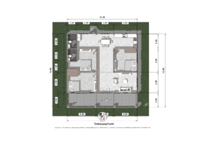 แบบบ้านชั้นเดียวฟรี P-1806 บ้านปั้นหยาคลาสสิก 3 ห้องนอน 2 ห้องน้ำ