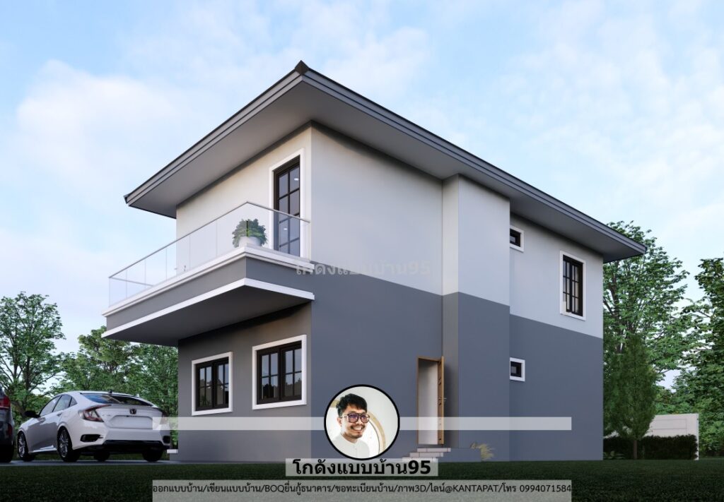 แบบบ้านปั้นหยา P-1946 แบบบ้าน2ชั้นหลังใหญ่ พื้นที่ใช้สอย 175 ตร.ม.