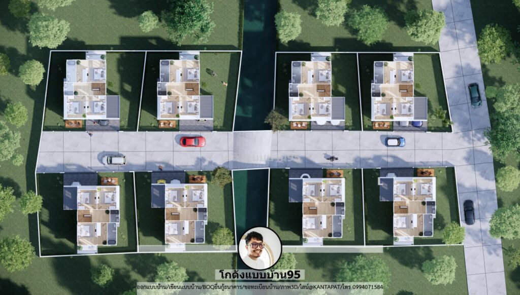 บ้านโครงการ U-131 งานออกแบบโครงการหมู่บ้าน บ้านทรงปั้นหยา 2 ชั้น