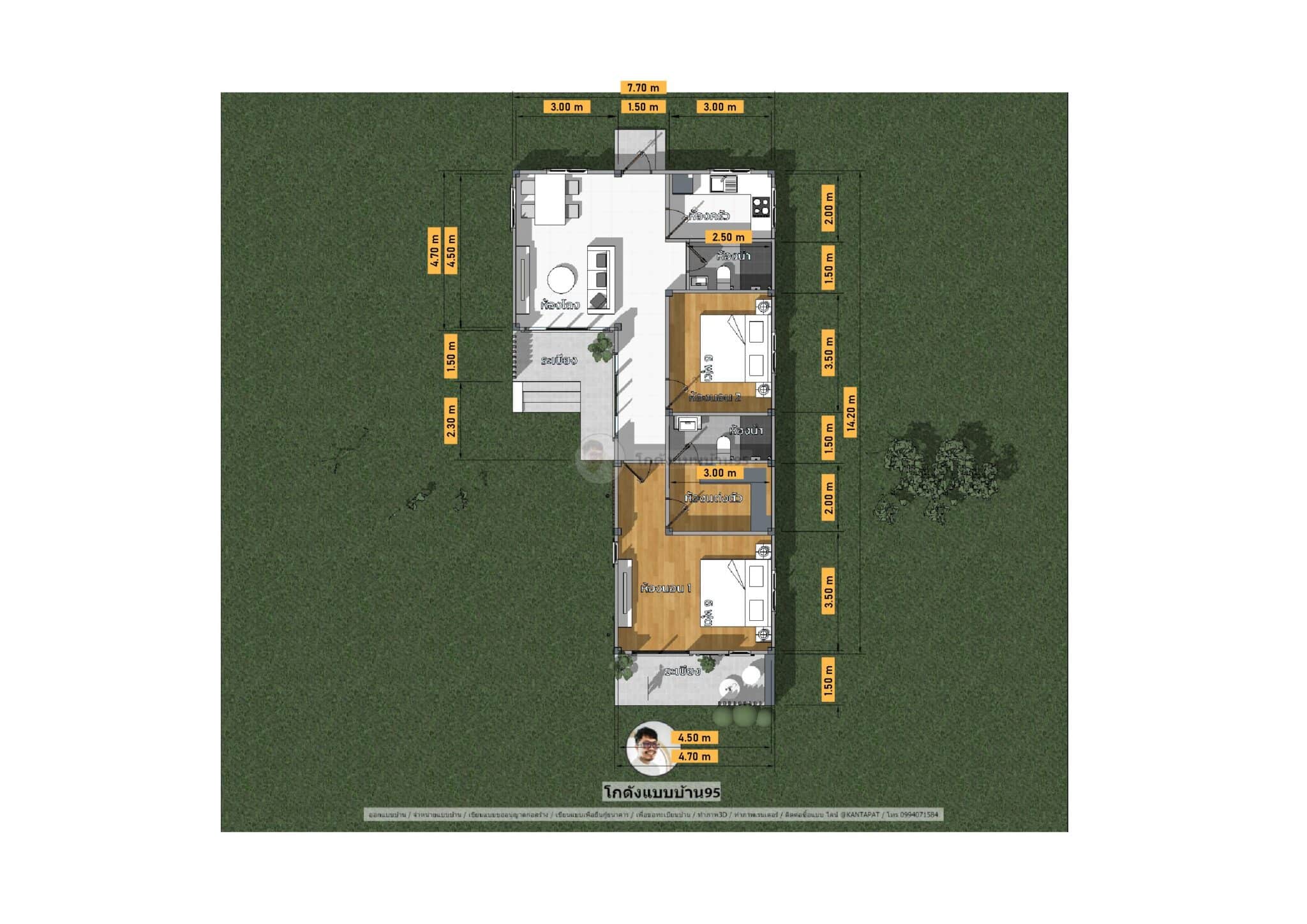 แบบบ้านชั้นเดียวสไตล์ปั้นหยา P-2170 ที่มาพร้อมการใช้งานที่ครบครัน