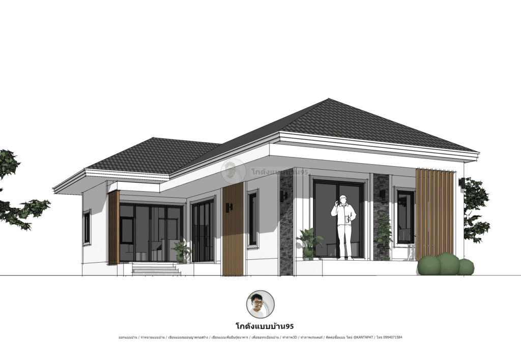 แบบบ้านชั้นเดียวสไตล์ปั้นหยา P-2170 ที่มาพร้อมการใช้งานที่ครบครัน