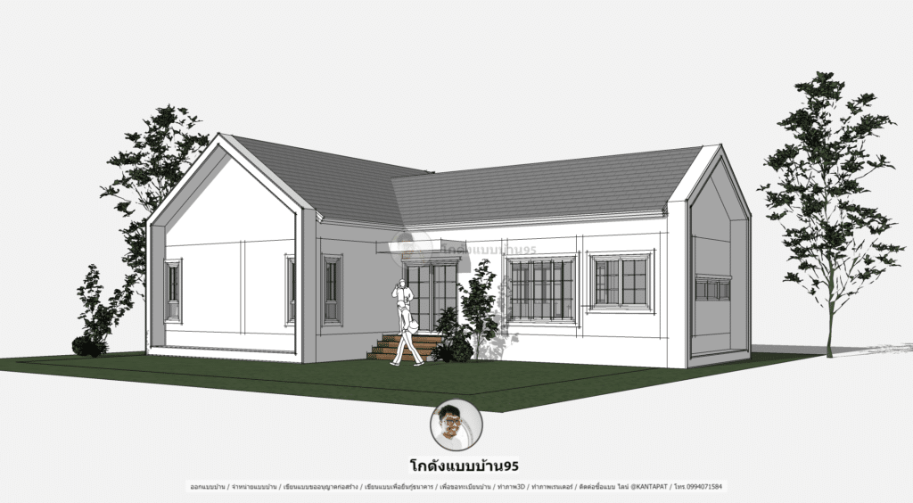 ดูแบบบ้าน P-2182 บ้านสไตล์นอร์ดิก สีขาวสวยแบบเรียบง่าย 3 ห้องนอน
