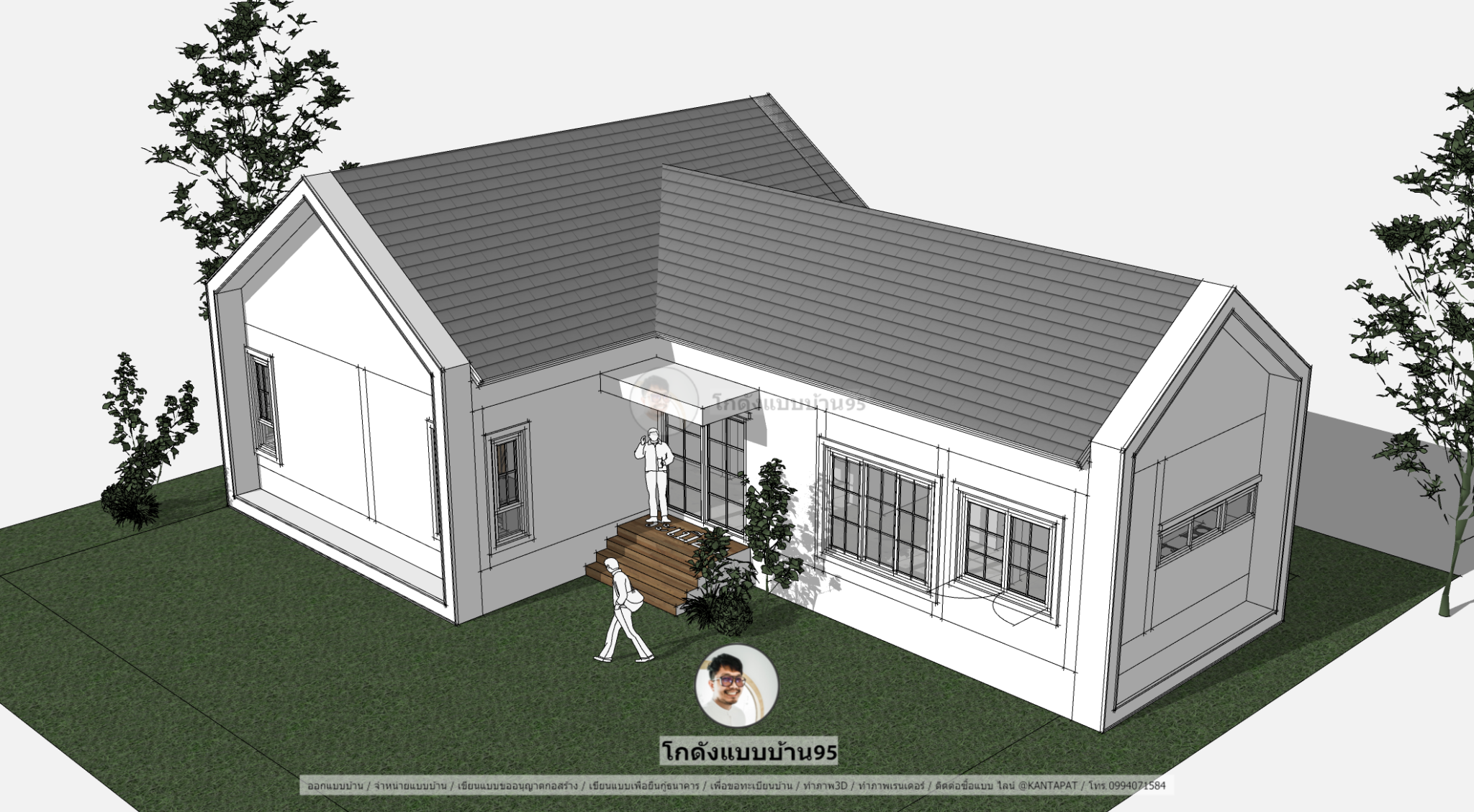 ดูแบบบ้าน P-2182 บ้านสไตล์นอร์ดิก สีขาวสวยแบบเรียบง่าย 3 ห้องนอน