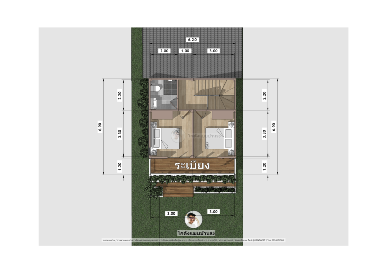 ออกแบบบ้าน P-2142 บ้าน2ชั้นทรงจั่ว สไตล์มูจิ 141 ตร.ม.