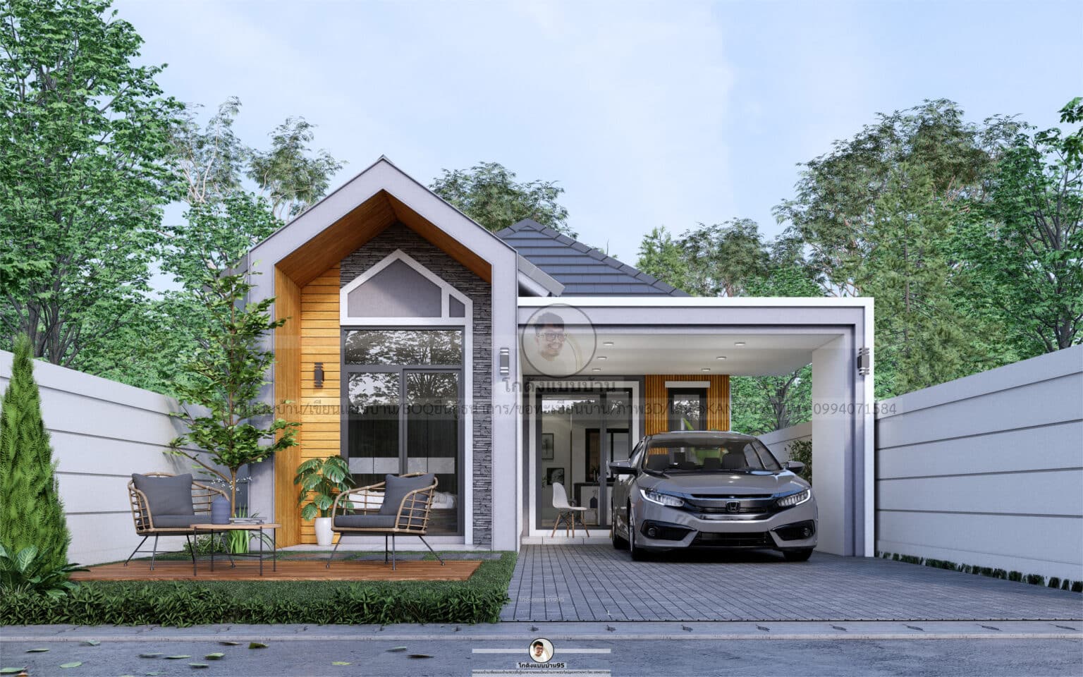 บ้าน3ห้องนอน P-2163 บ้านสมัยใหม่ บ้านทรงปั้นหยาผสมจั่ว 132 ตร.ม.