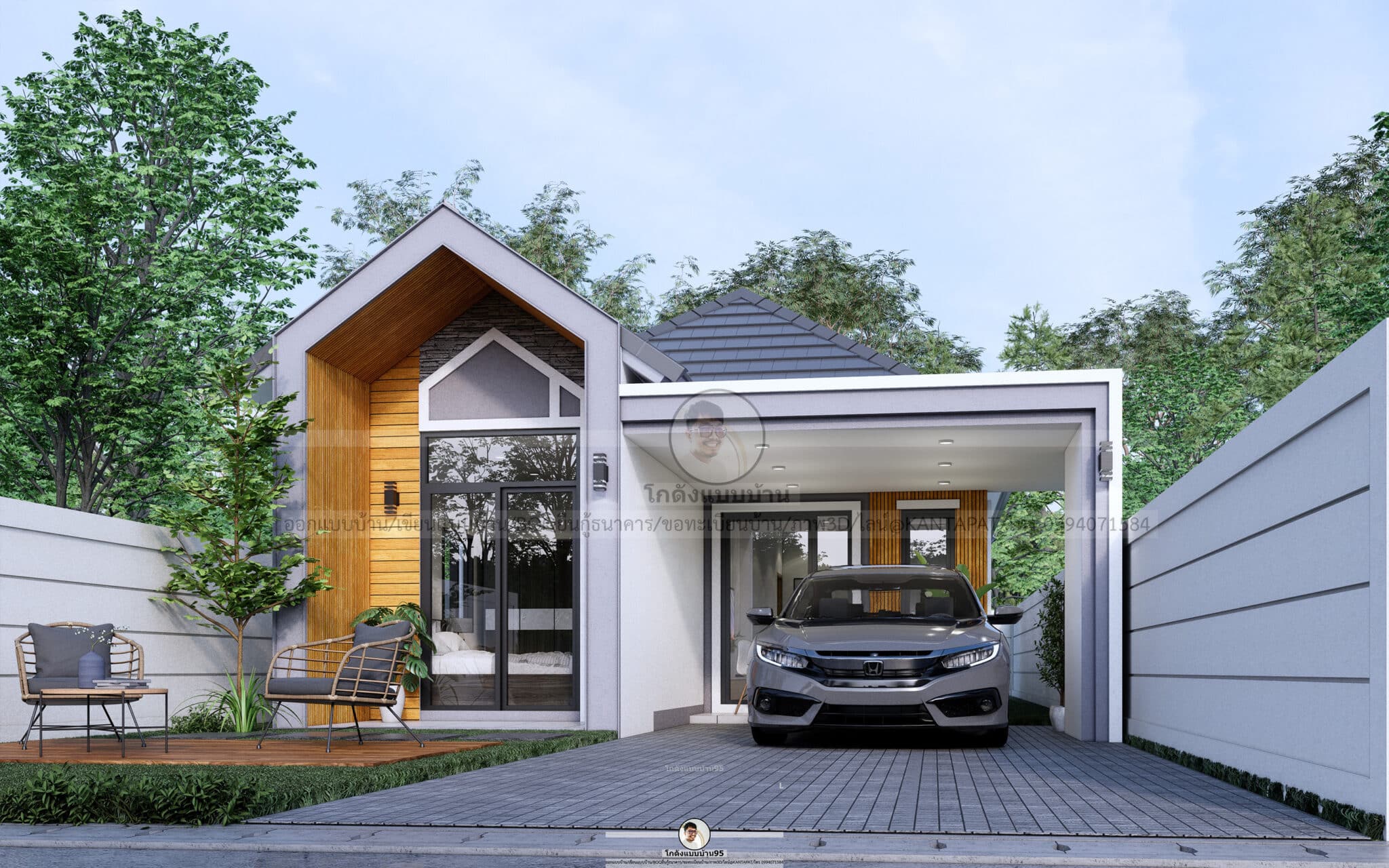 บ้าน3ห้องนอน P-2163 บ้านสมัยใหม่ บ้านทรงปั้นหยาผสมจั่ว 132 ตร.ม.