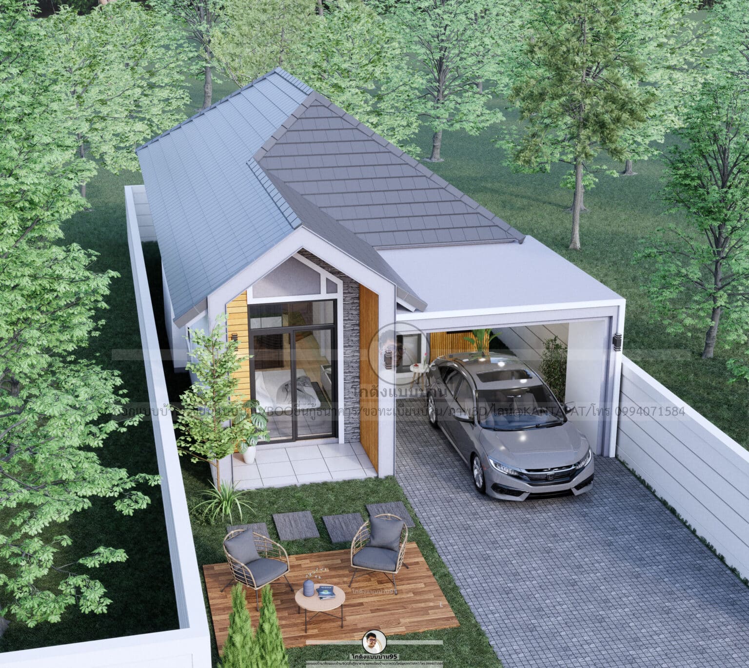 บ้าน3ห้องนอน P-2163 บ้านสมัยใหม่ บ้านทรงปั้นหยาผสมจั่ว 132 ตร.ม.