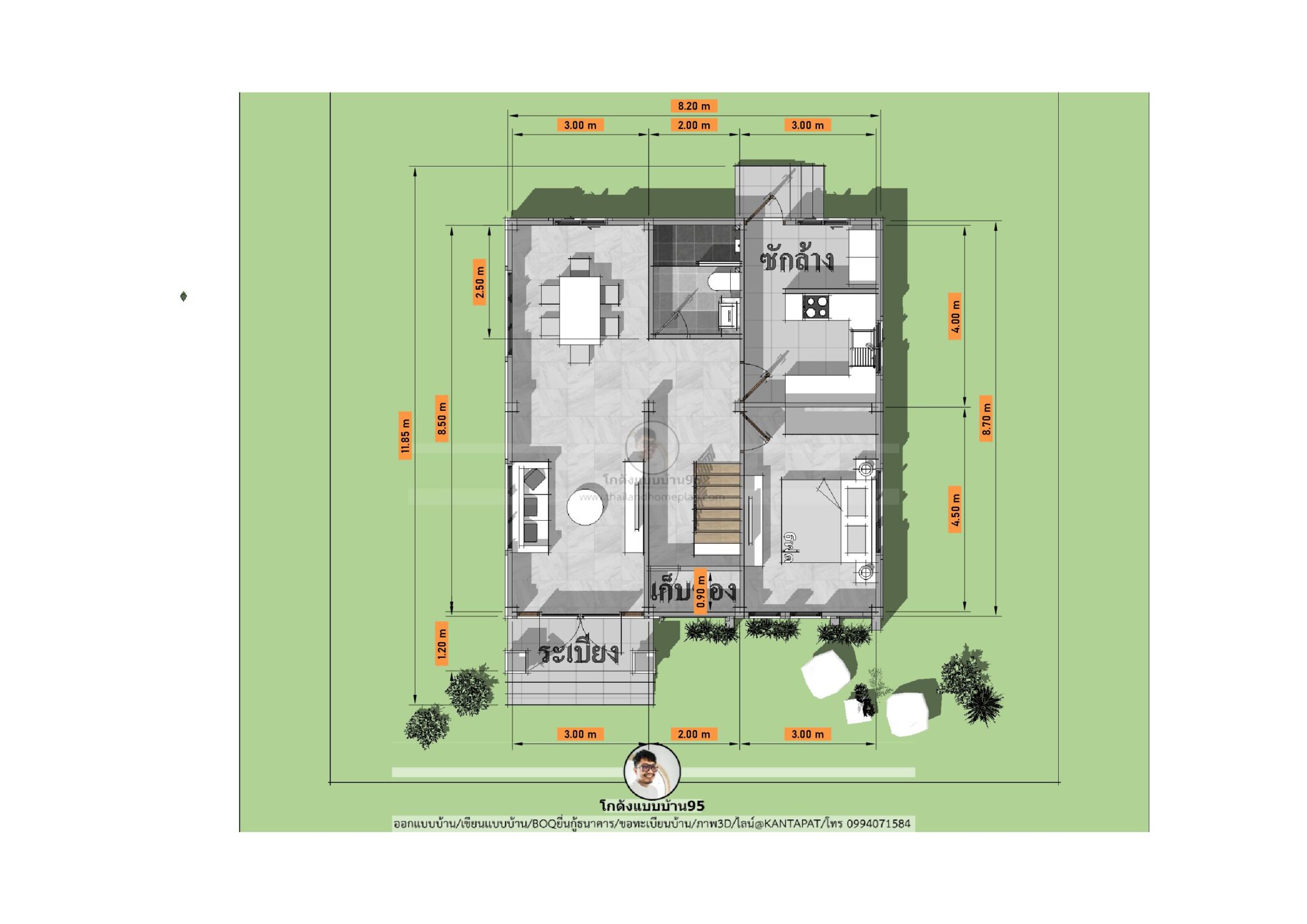 รับเขียนแบบบ้าน P-2167 แบบบ้าน2ชั้น 5 ห้องนอน 2 ห้องน้ำ 157 ตร.ม.