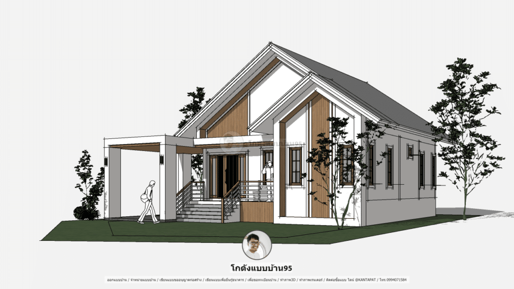 บ้านนอร์ดิก P-2264 ยกพื้นสูง!! หลังคาแบบจั่วซ้อนสวยมีมิติ 128 ตร.ม.