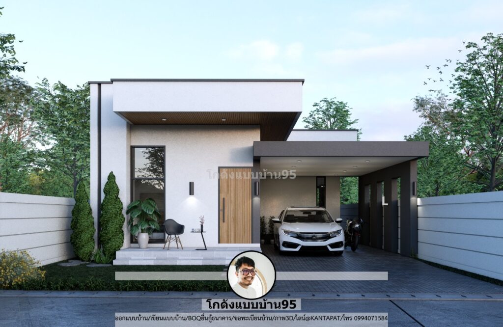 บ้านโมเดิร์น P-2307 บ้านทรงกล่องโฉบเฉี่ยว มีสไตล์ 206 ตร.ม.