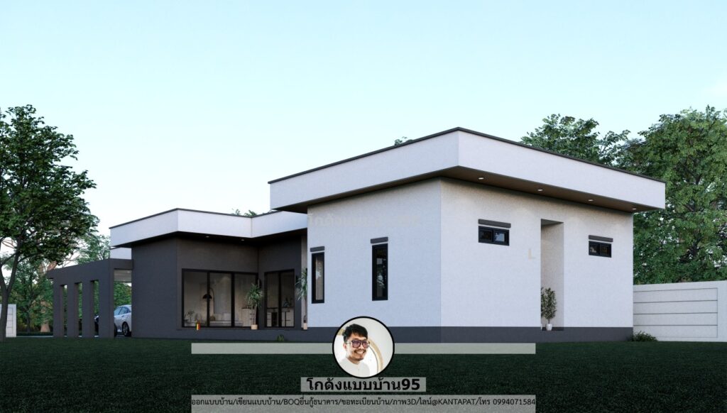 บ้านโมเดิร์น P-2307 บ้านทรงกล่องโฉบเฉี่ยว มีสไตล์ 206 ตร.ม.