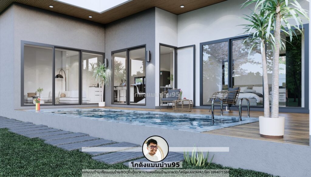 บ้านโมเดิร์น P-2307 บ้านทรงกล่องโฉบเฉี่ยว มีสไตล์ 206 ตร.ม.