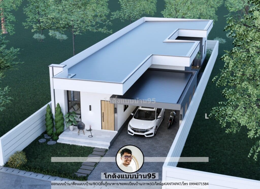 บ้านโมเดิร์น P-2307 บ้านทรงกล่องโฉบเฉี่ยว มีสไตล์ 206 ตร.ม.