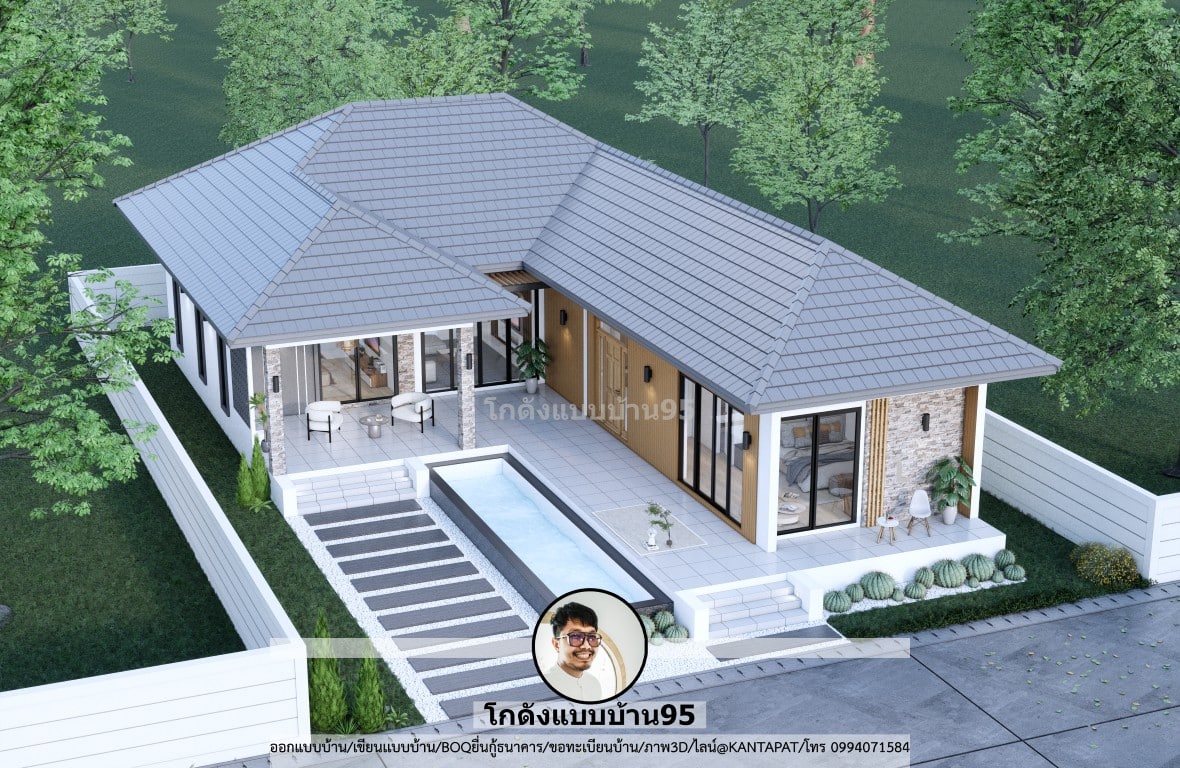 บ้านทรงปั้นหยา P-2312 แบบบ้านสวย ๆ สไตล์คอนเทมโพรารี่ 246 ตร.ม.
