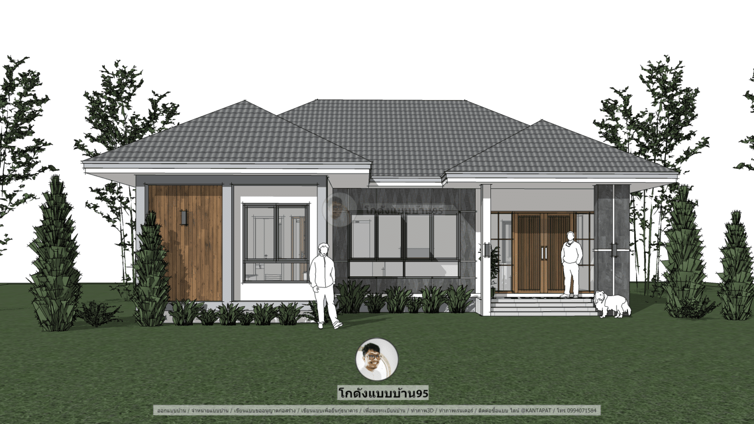 บ้านชั้นเดียว2ห้องนอน P-2404 ทรงปั้นหยา พื้นที่พักผ่อนใน 110 ตร.ม.
