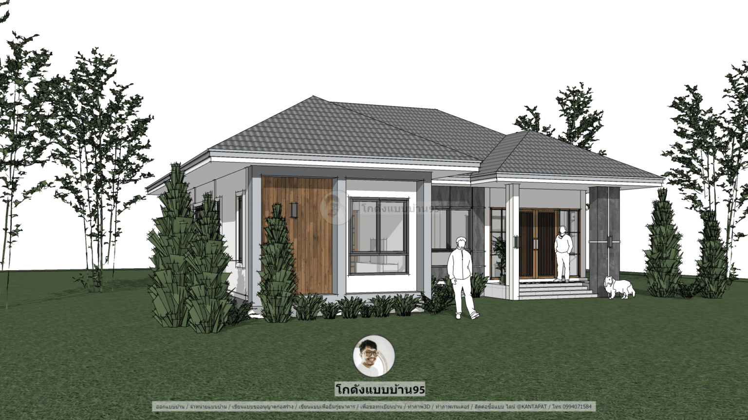 บ้านชั้นเดียว2ห้องนอน P-2404 ทรงปั้นหยา พื้นที่พักผ่อนใน 110 ตร.ม.
