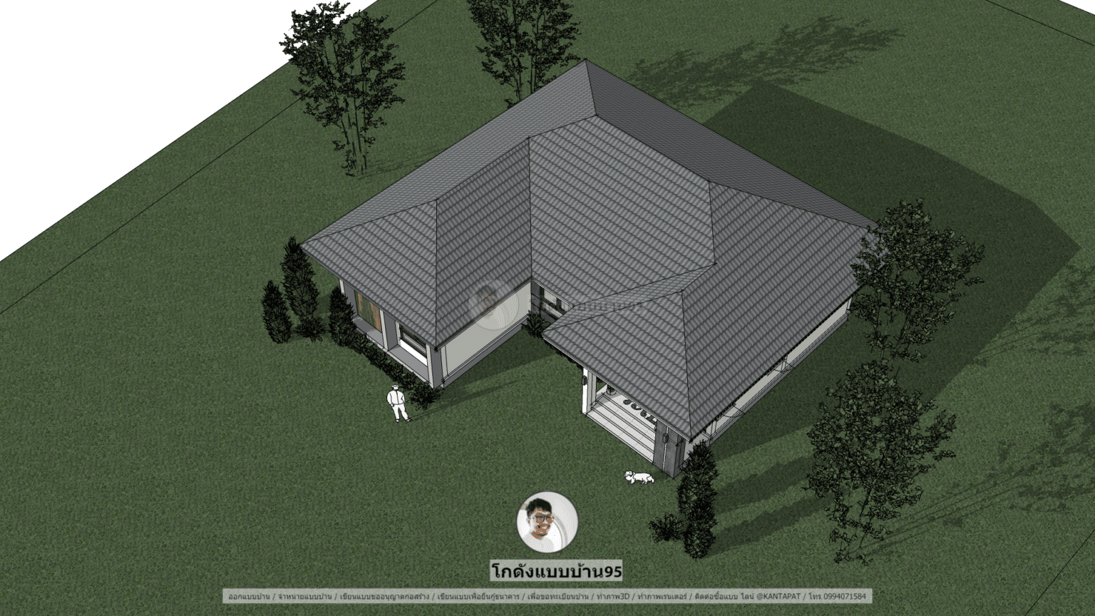 บ้านชั้นเดียว2ห้องนอน P-2404 ทรงปั้นหยา พื้นที่พักผ่อนใน 110 ตร.ม.