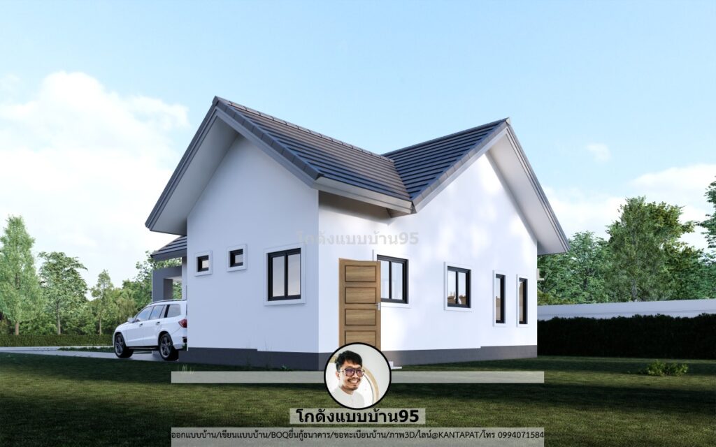 บ้าน3ห้องนอน P-2480 แบบบ้านทรงจั่ว ดีไซน์ทันสมัยเรียบง่าย 112 ตร.ม.